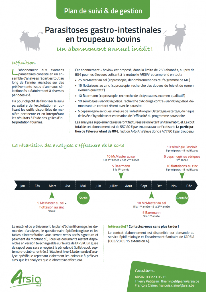 Abonnement au suivi parasitaire - Arsia asbl
